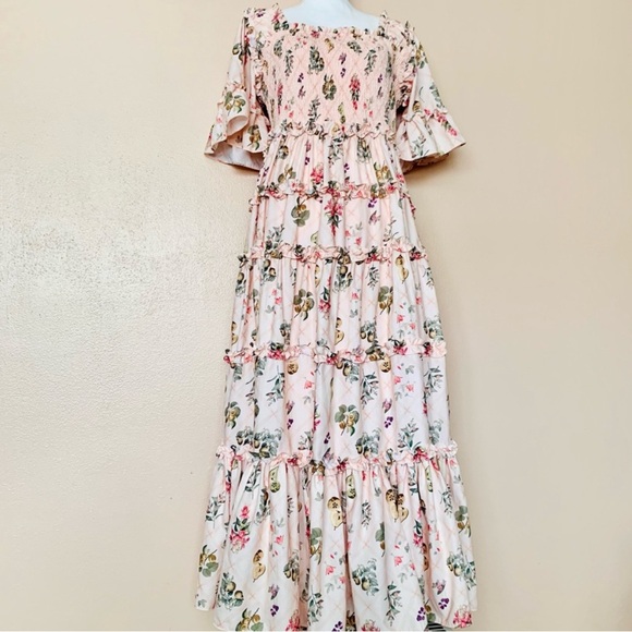 JessaKae | Dresses | Jessakae Senna Pink Green Floral Smocked Tiered ...